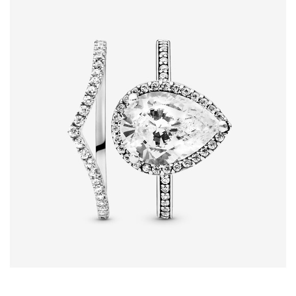 Pandora | Jewelry | Pandora Teardrop And Stacking Rings | Poshmark